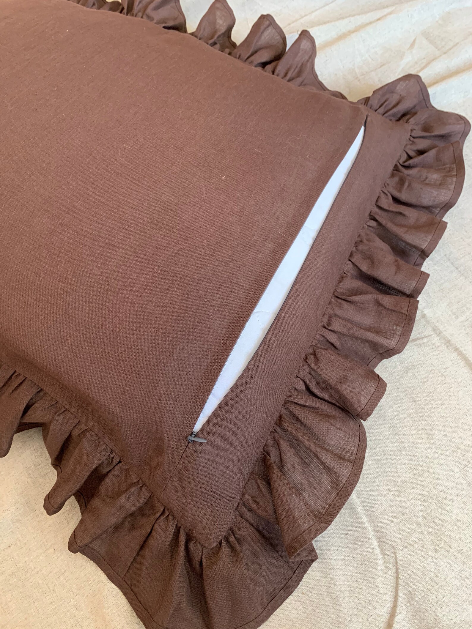 RUFFLED PILLOW SHAMS Luxury linen shabby chic pillows case | Etsy