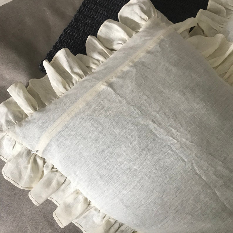 Ruffled Pillowcase With Buttons White Pillow Cover Ruffled - Etsy