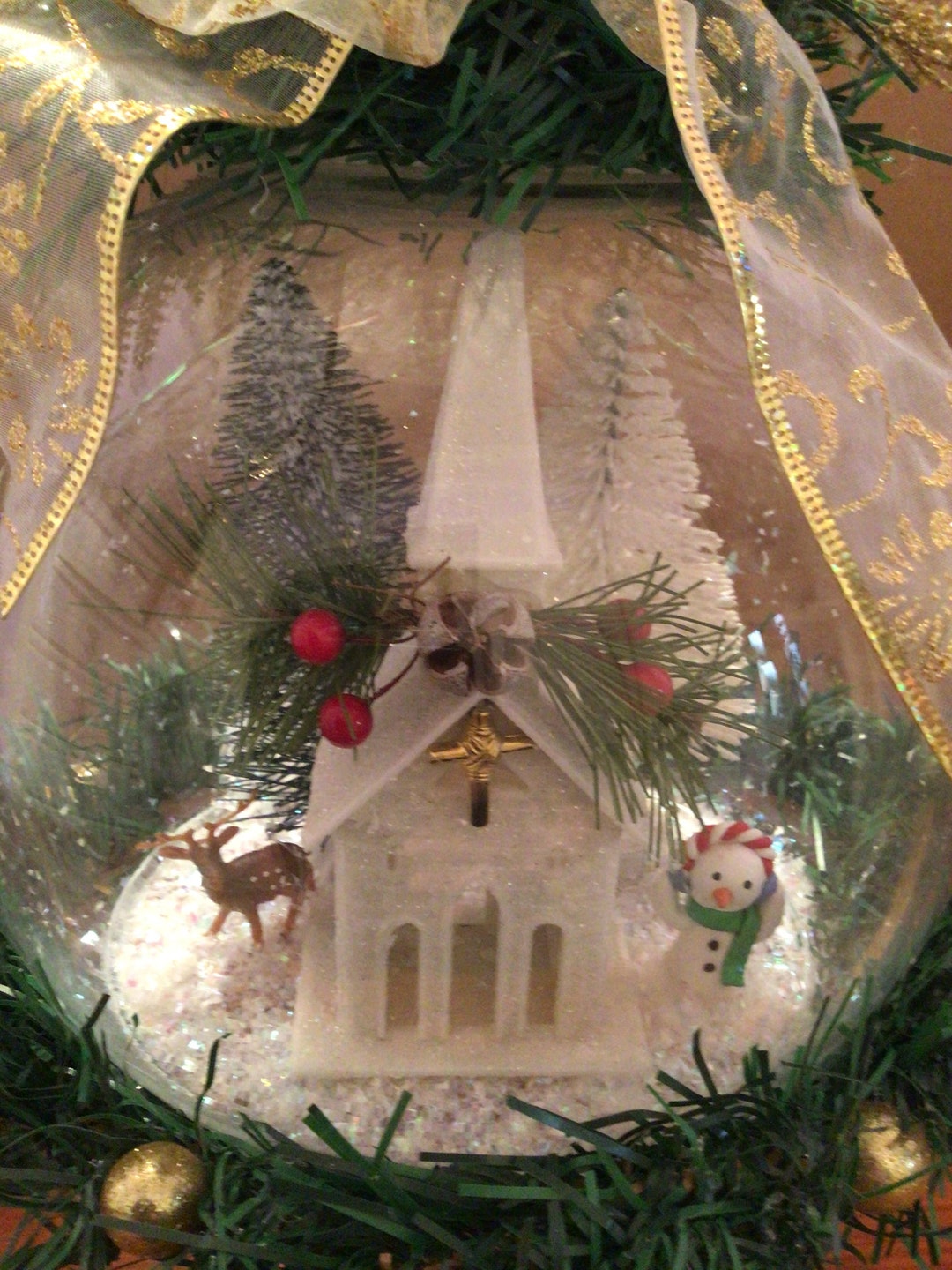 Christmas Cloche With Gold Trim - Etsy