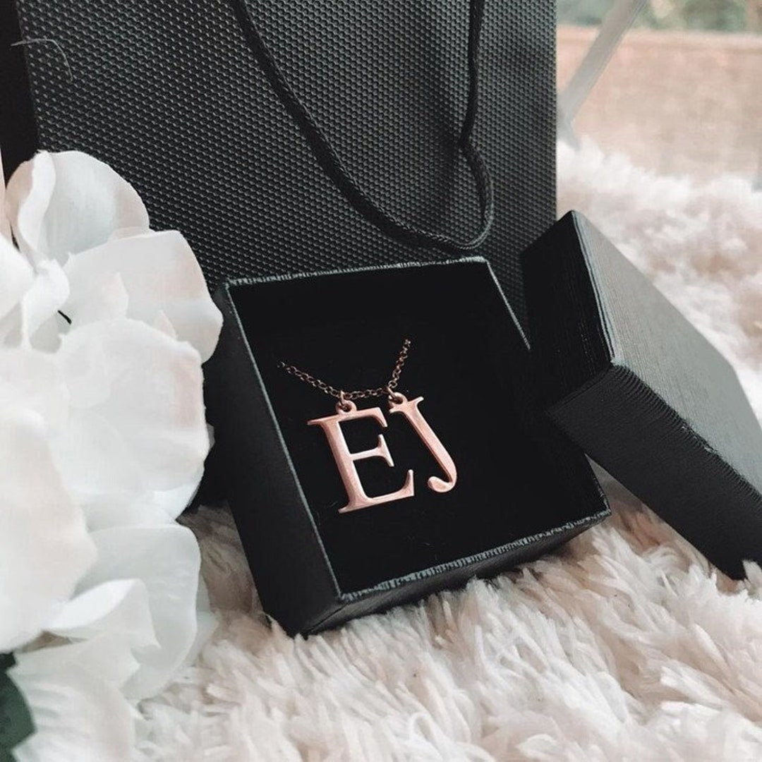 Personalized Two Initials Necklace Two Letters Necklace couples Pendant ...