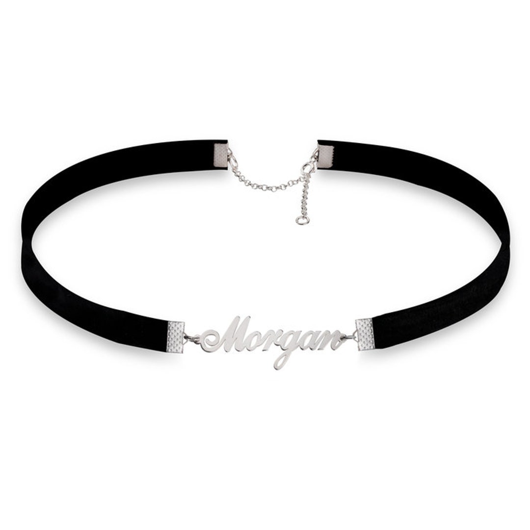 Personalized Name Choker Necklace - Custom Name Choker - Black Velvet ...