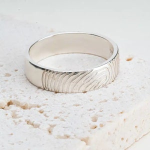 Silver Fingerprint Ring - Personalized Fingerprint Band - Promise Ring ...