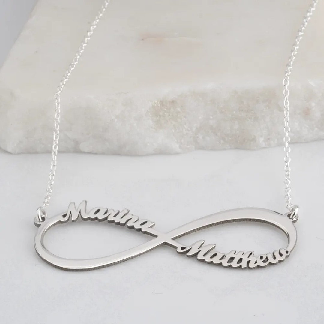 Silver Infinity Necklace With Names Personalized Infinity Name Necklace ...