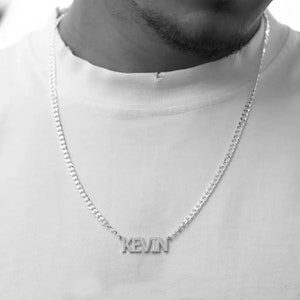 Silver Name Necklace for Men - Custom Men's Name Necklace - Silver Name ...