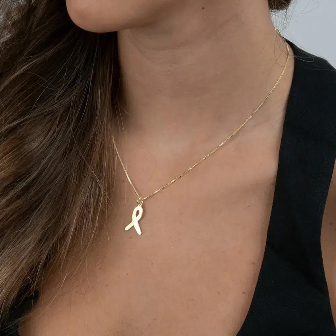 24K Gold Plated Ribbon Necklace: 925 Silver Freedom Symbol - Etsy