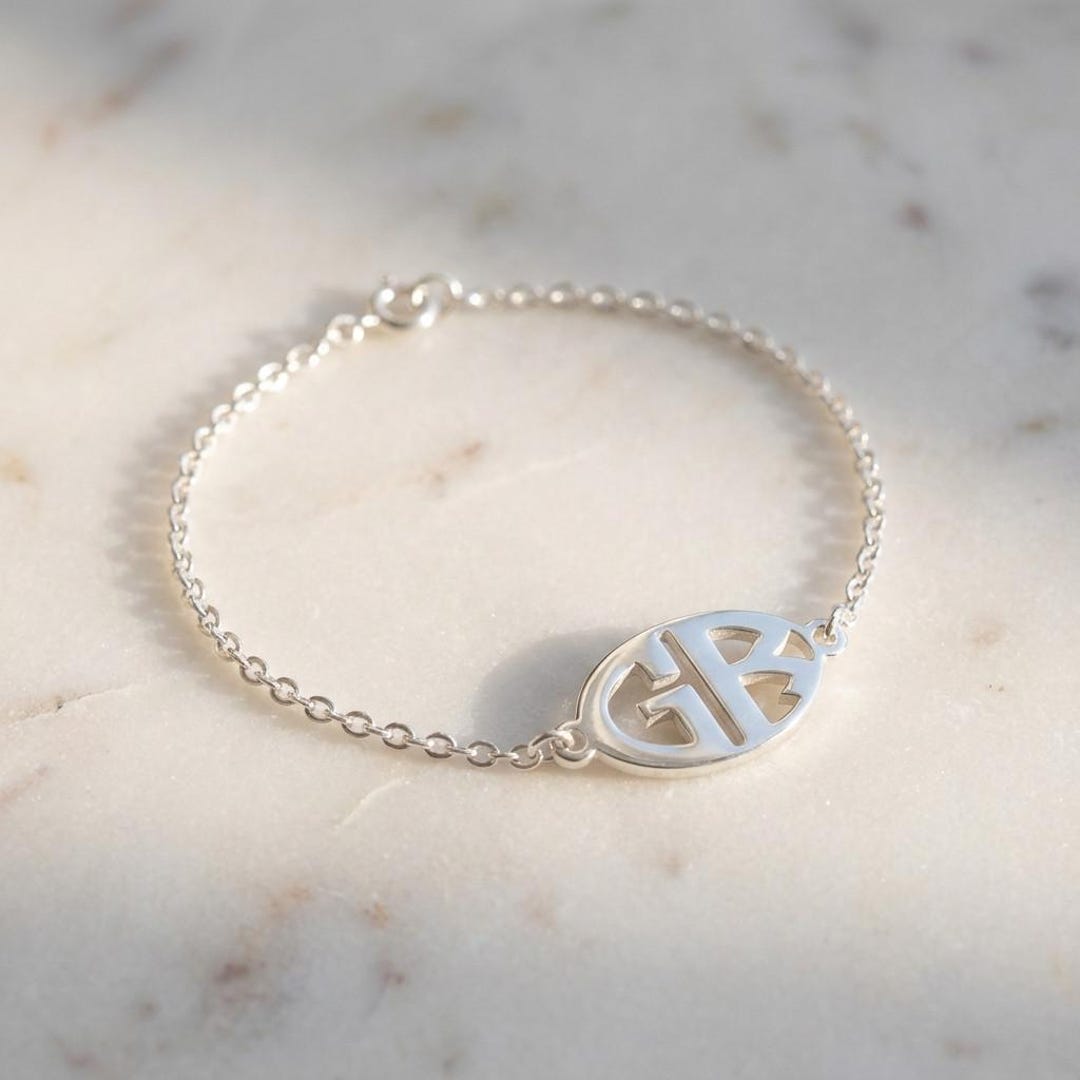 Block Letter Monogram Bracelet • Custom Cut Out Initials - Etsy