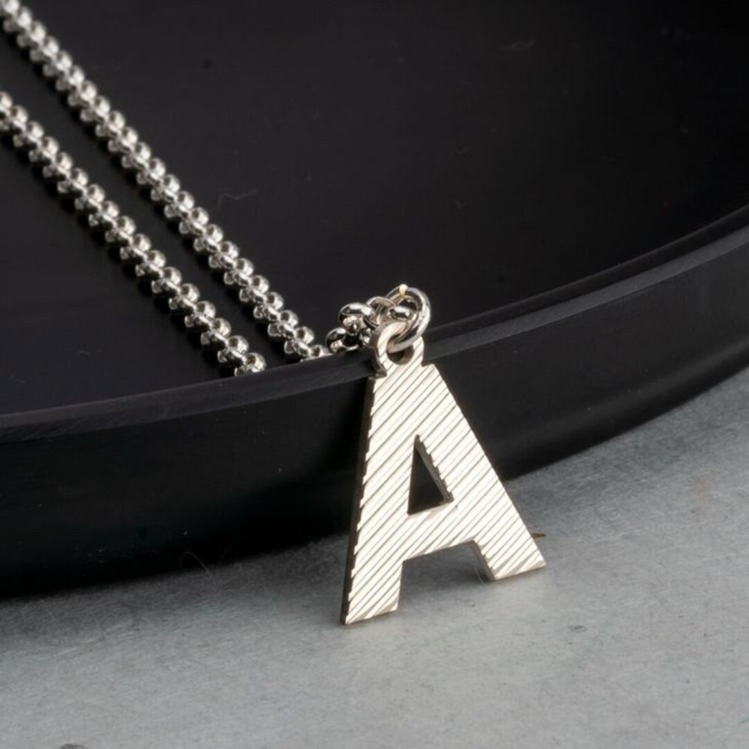 Sterling Silver Capital Letter Pendant - Textured Initial Pendant ...