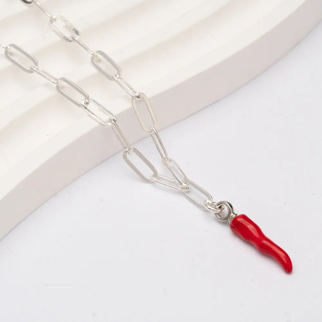 Red Enamel Chili Pepper Pendant Necklace - Spicy Red Pepper Necklace ...
