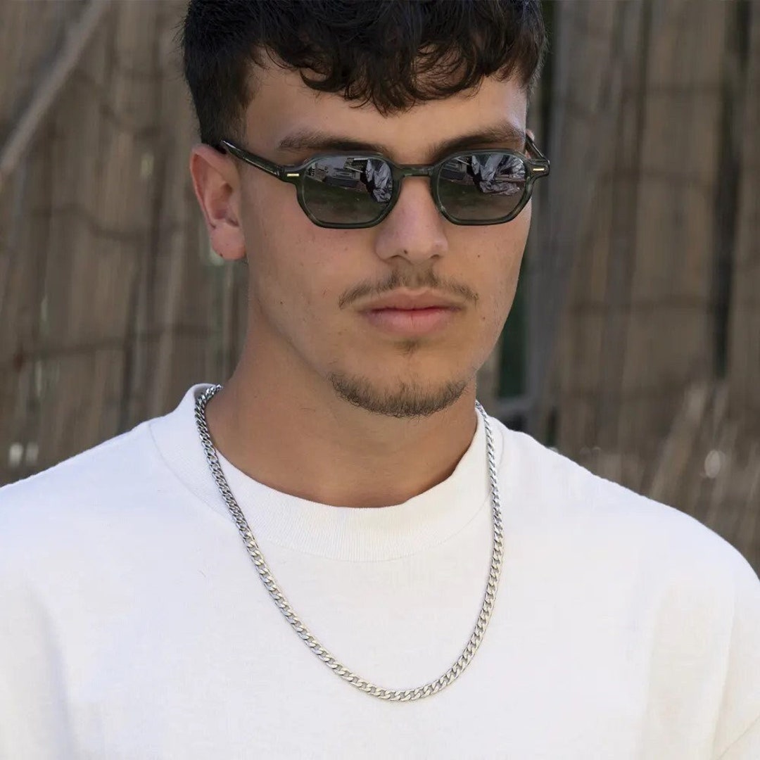 Men's Thick Curb Chain Necklace - 6mm Silver Curb Chain Necklace for ...