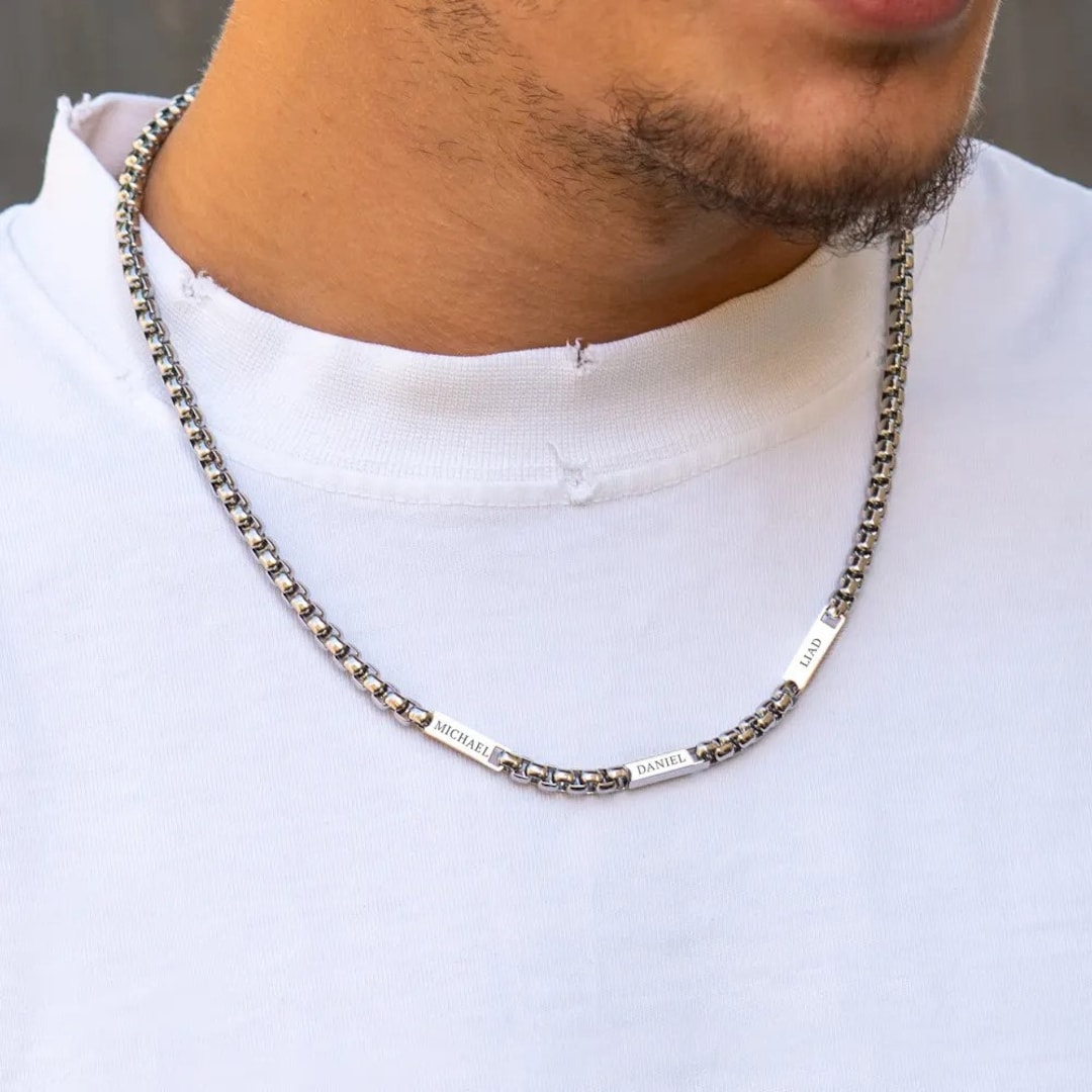 Personalized Engraved Kids Names Necklace Multiple Name Bar Necklace ...