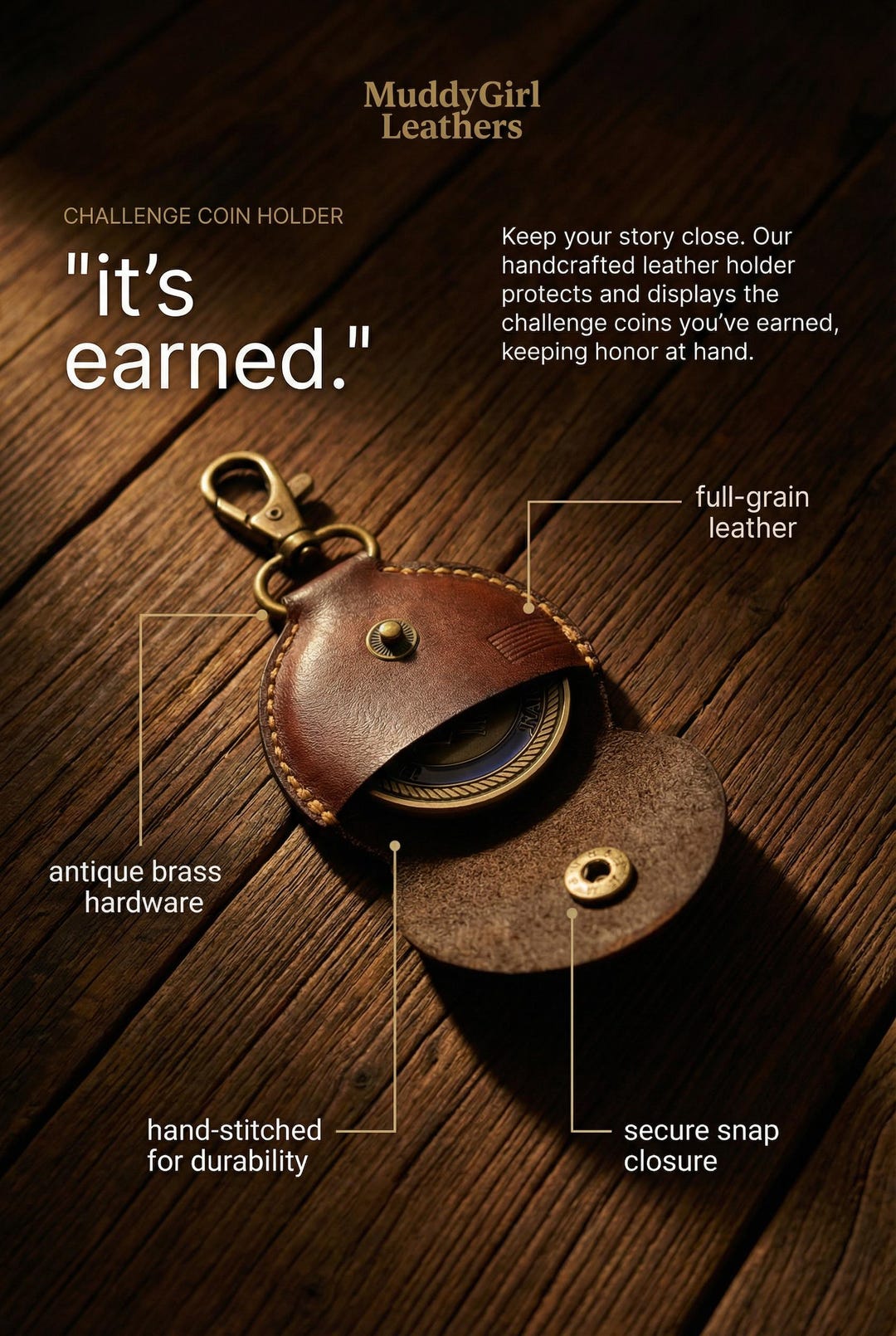 Handcrafted Leather Challenge Coin Keychain Holder: Military Gift - Etsy
