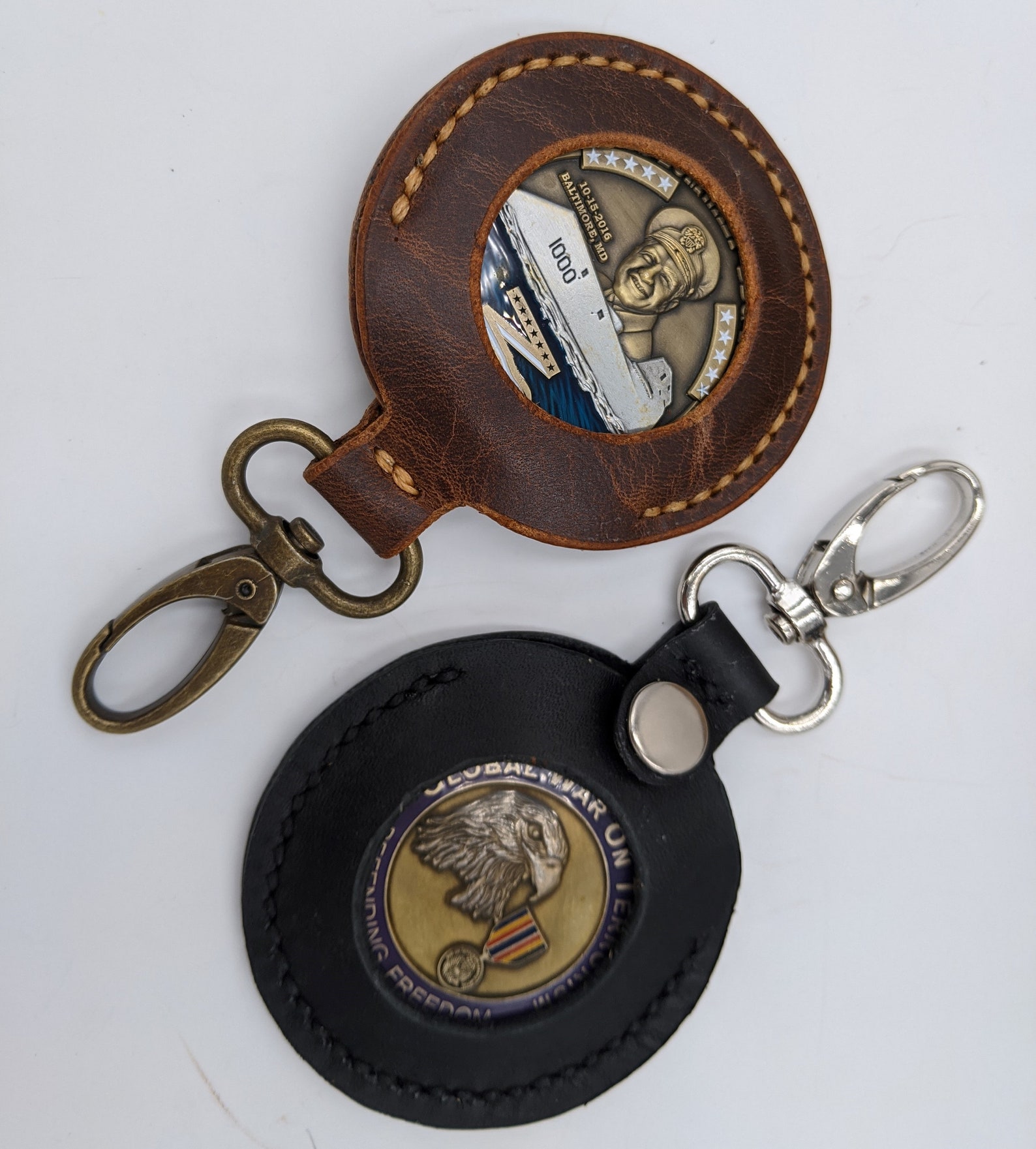 Handcrafted Leather Challenge Coin Keychain: Military Coin Holder - Etsy