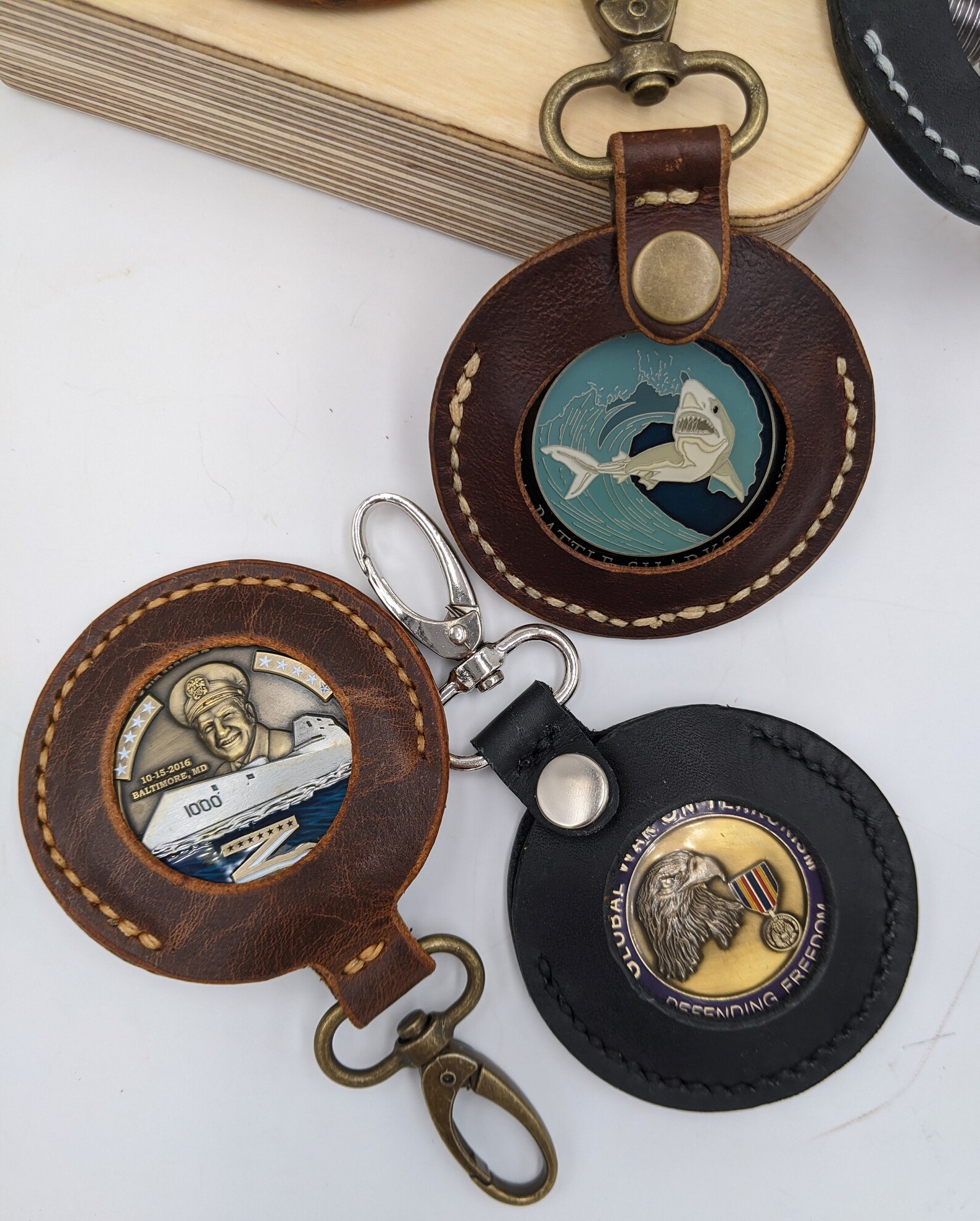 Handcrafted Leather Challenge Coin Keychain: Military Coin Holder - Etsy