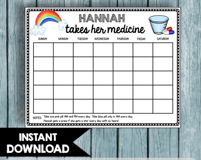 Kids Medicine Chart - I Can Take My Meds - Meds Incentive Chart ...