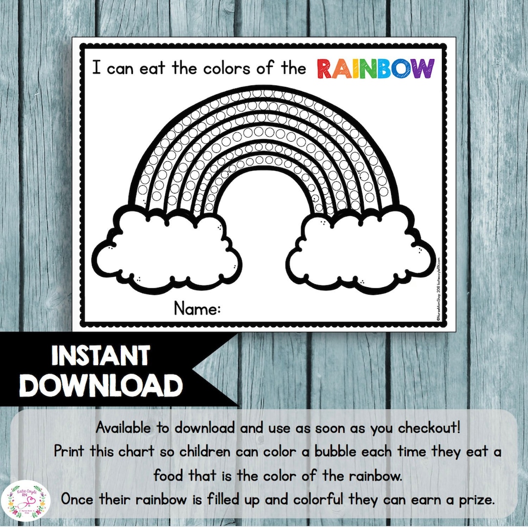 Food of the Rainbow Coloring Chart - Kids Incentive Sticker Chart ...