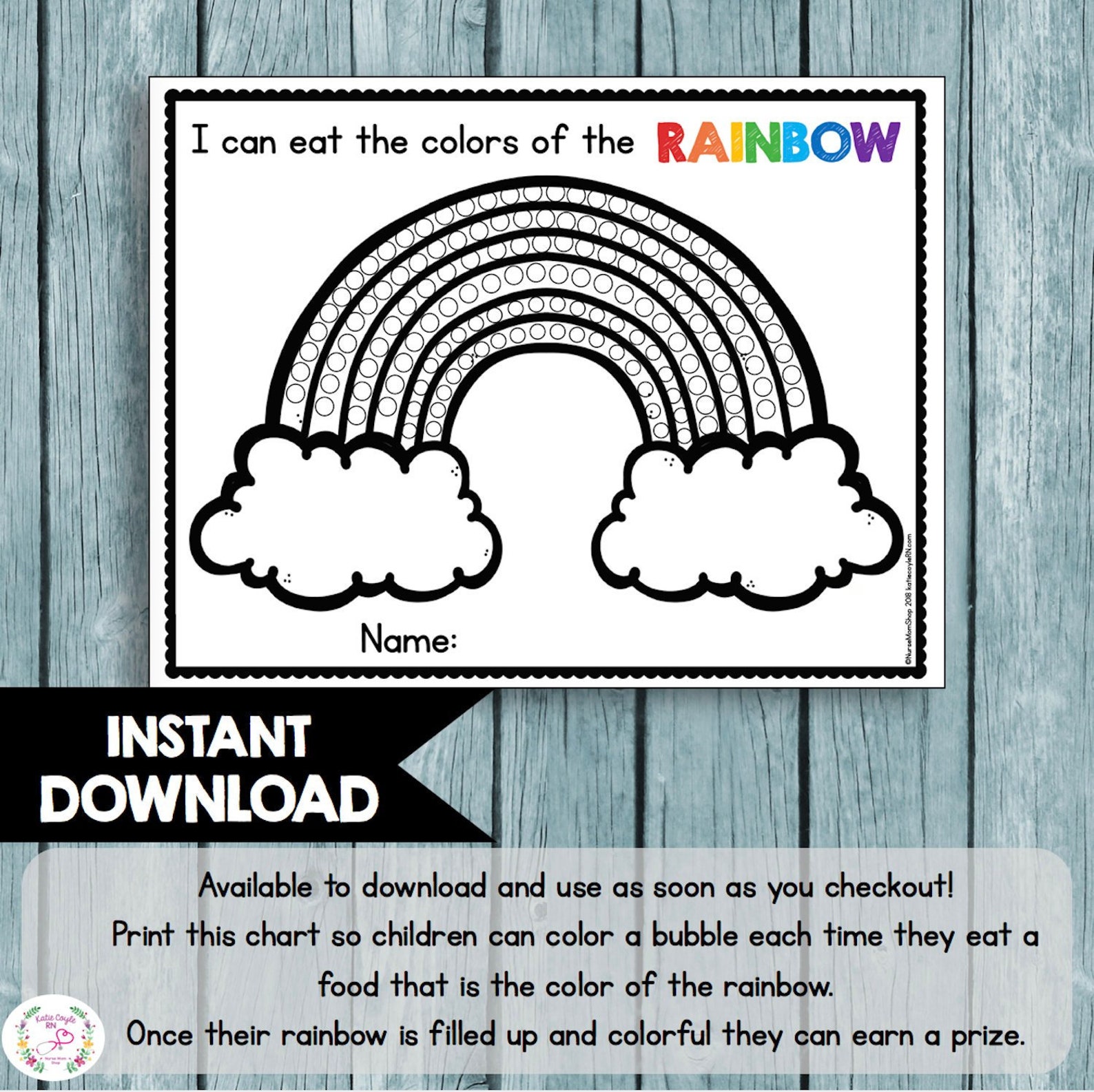 Food of the Rainbow Coloring Chart - Kids Incentive Sticker Chart ...