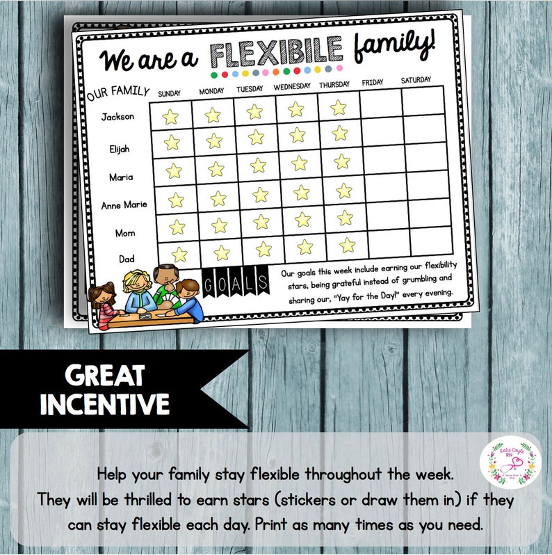 Flexible Family Chart - EDITABLE - Behavior Chart - Sticker Reward ...