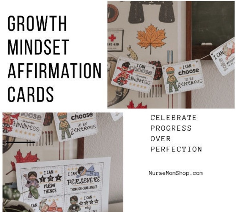 12 Growth Mindset Affirmation Cards & Posters - Etsy