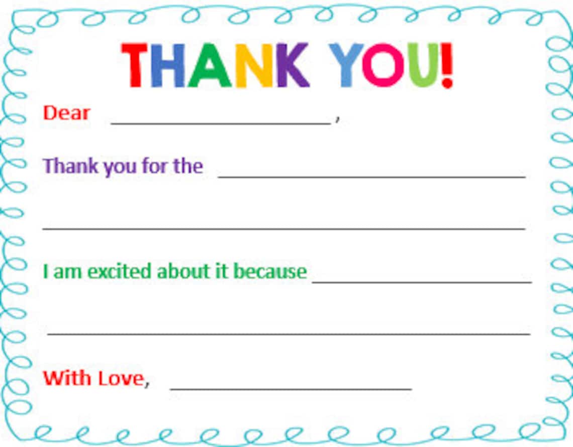 Kids Thank You Notes - Etsy