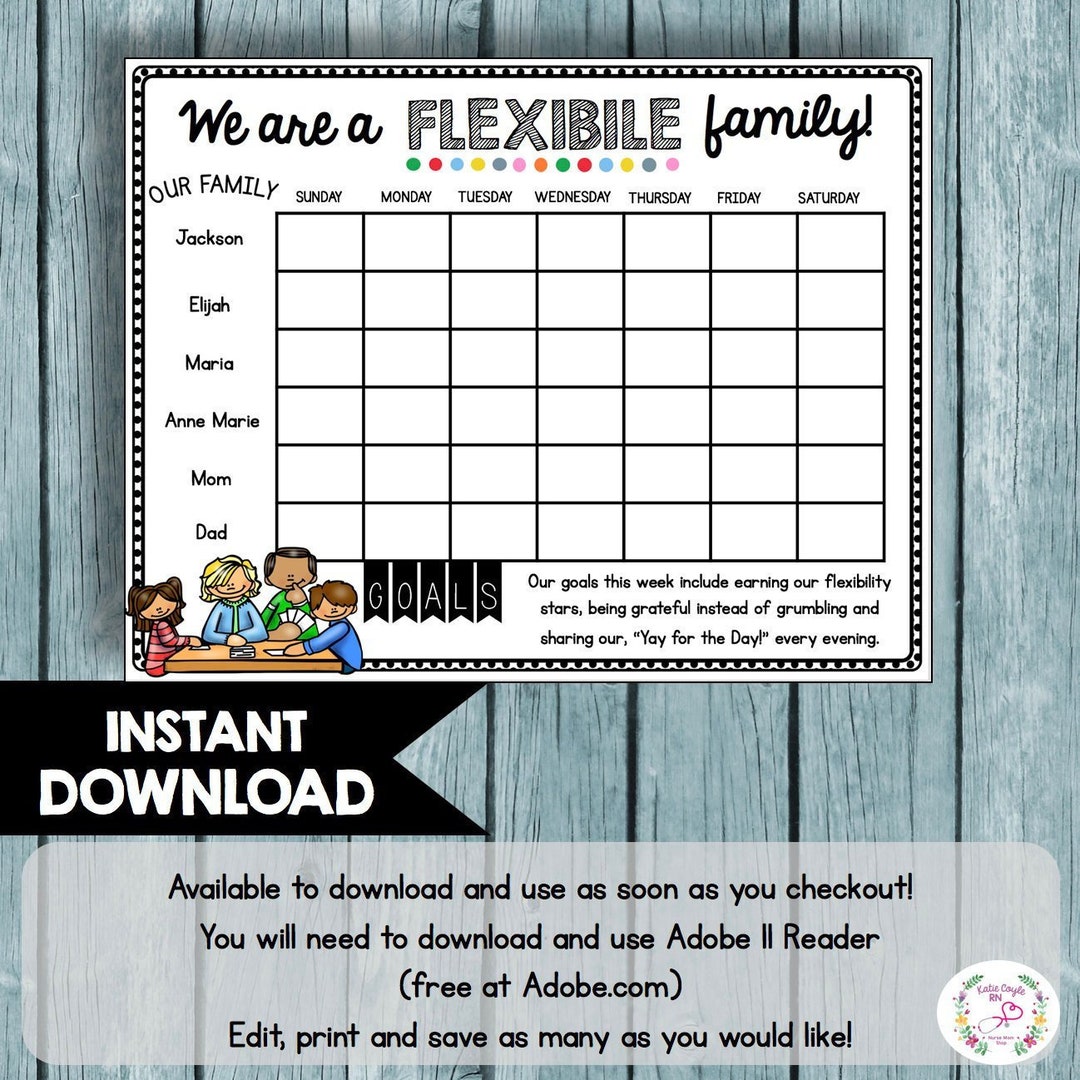 Flexible Family Chart - EDITABLE - Behavior Chart - Sticker Reward ...