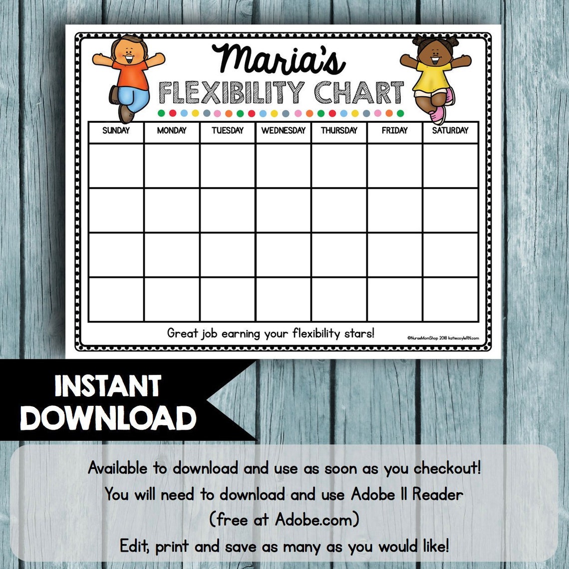 Flexibility Chart - Editable Instant Download - Autistic - Autism ...