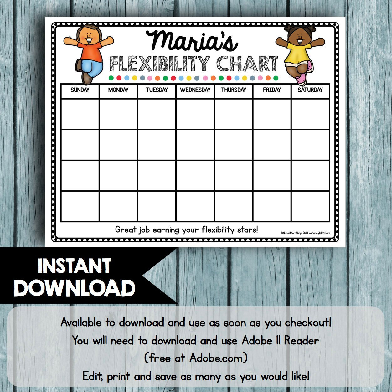 Flexibility Chart - Editable Instant Download - Autistic - Autism ...