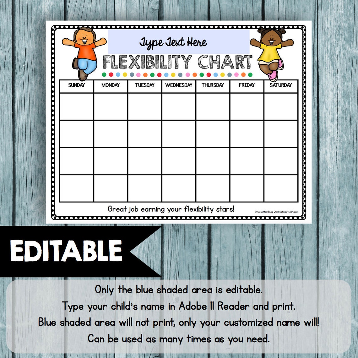 Flexibility Chart - Editable Instant Download - Autistic - Autism ...