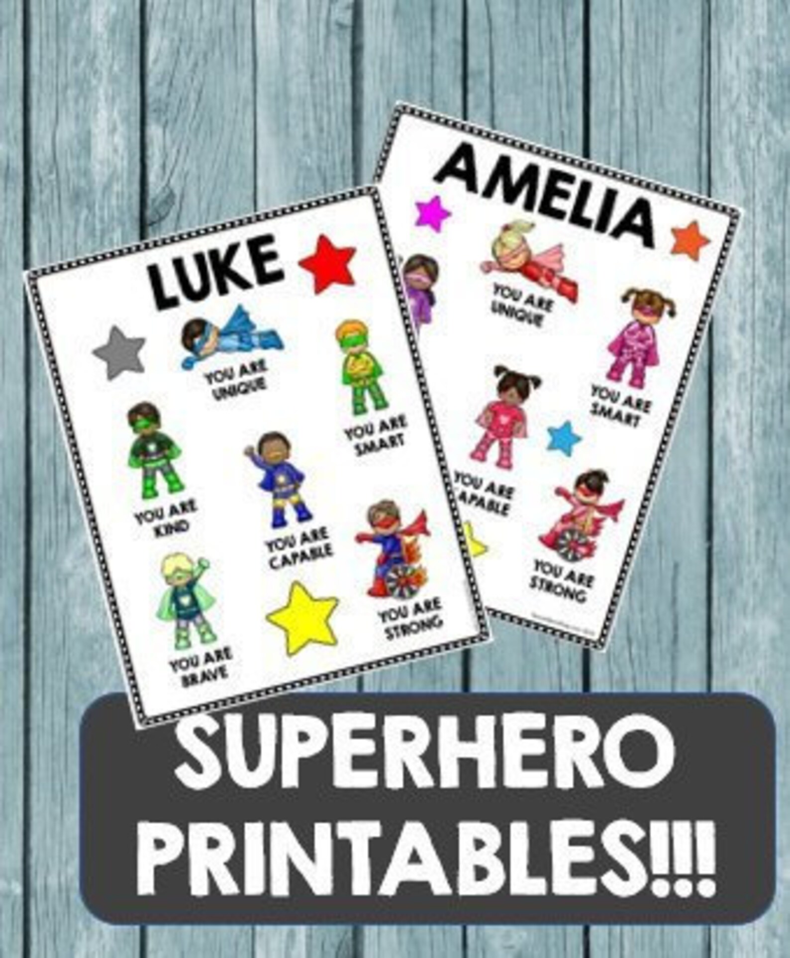 Personalized SUPERHERO Printables - Etsy