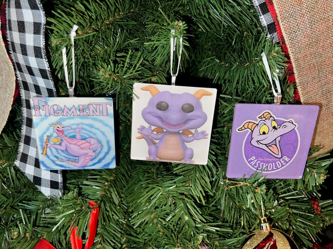 Disney Figment Fused Acrylic Christmas Ornaments 3 FUN DESIGNS Free ...