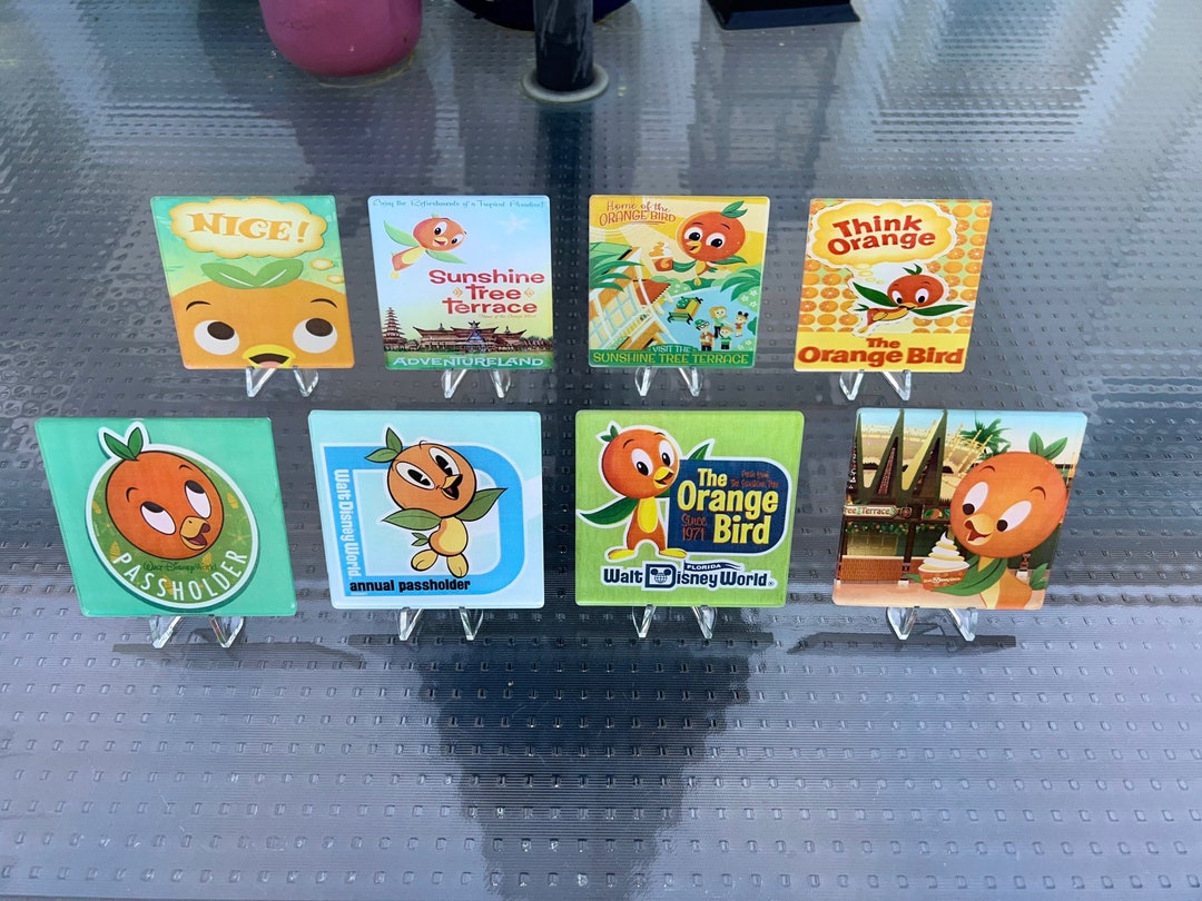 Disney Orange Bird Fused Acrylic 3x3 Artwork Lot OF 8 FUN Designs ...