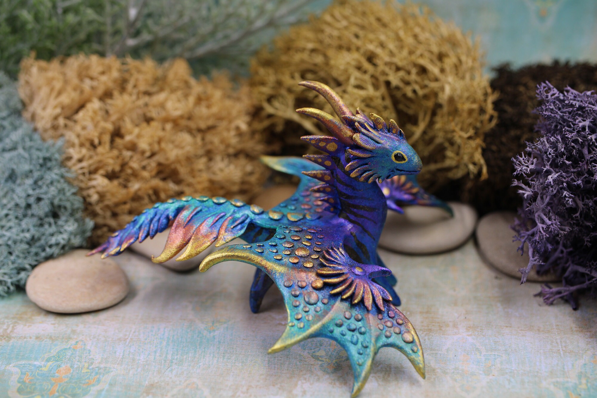 Cute Ancient Dragon Sculpture Bright Fantasy Figure | Etsy