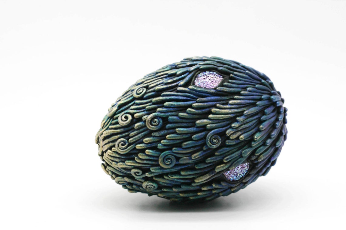 Easter Dragon Egg or Fantasy Beast Egg Velvet Clay Handmade | Etsy