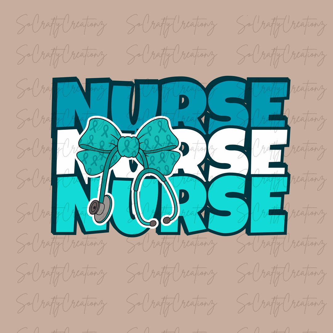 Teal Nurse PNG | Stethoscope and Bow Digital Download | Nurse ...