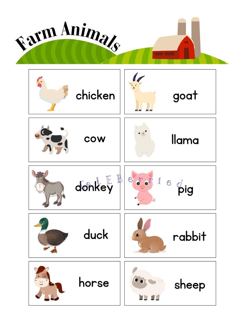 Farm Animal Chart - Etsy