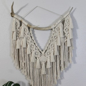 Elk Antler Macrame Wall Hanging | Wall Art | Boho | Genuine Elk Antler ...