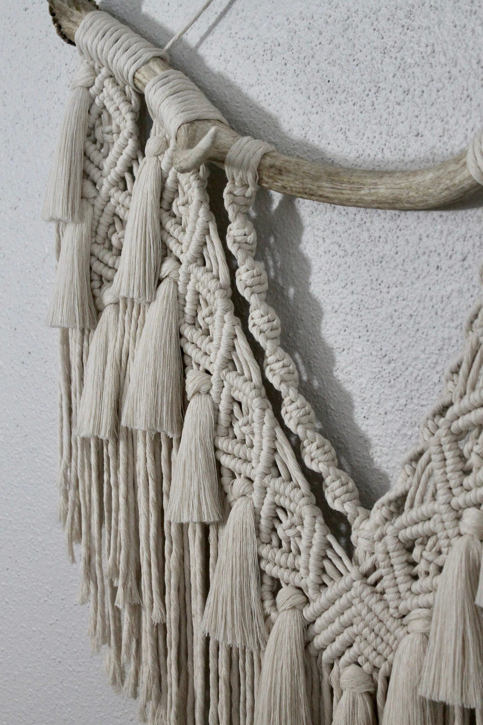 Elk Antler Macrame Wall Hanging Wall Art Boho Genuine - Etsy