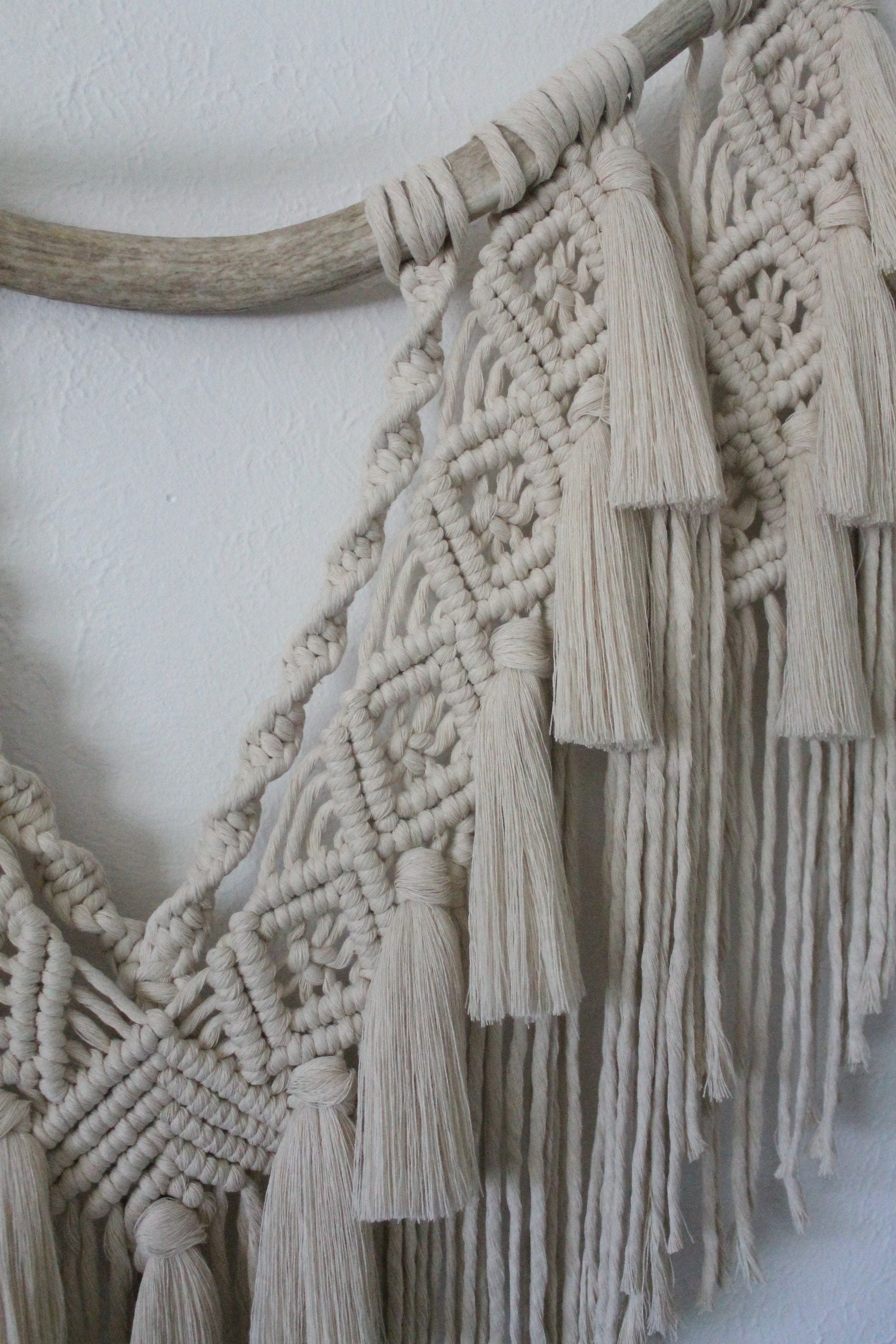 Elk antler macrame wall hanging wall art boho genuine | Etsy