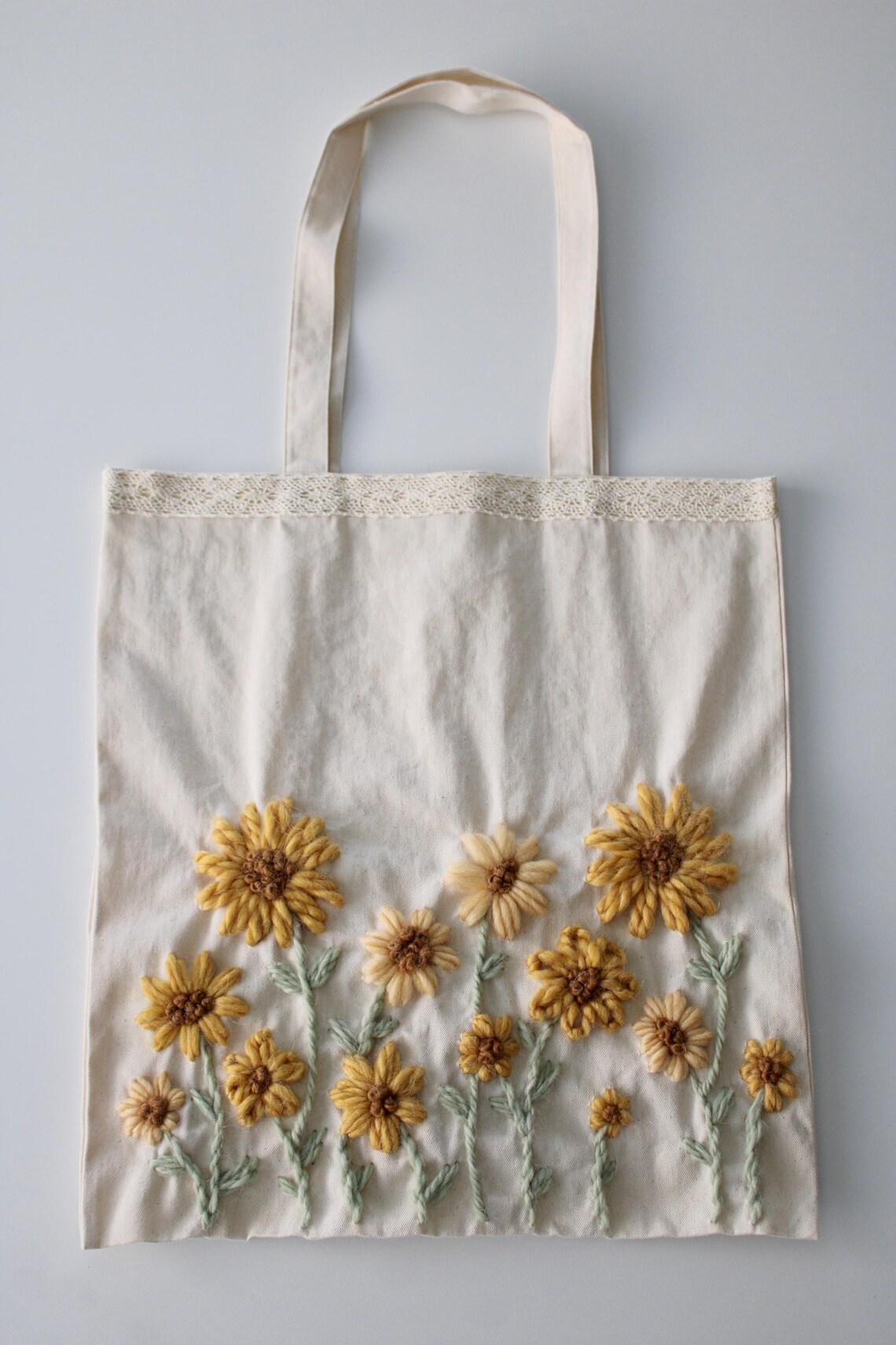 Hand Embroidered Floral Tote Bag - Etsy