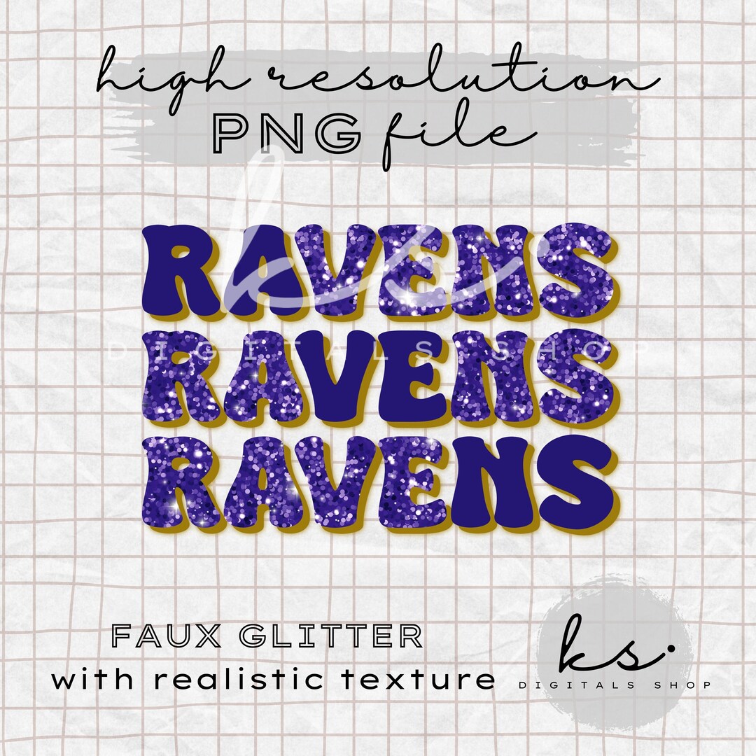 Ravens, Faux Sequin Glitter PNG, School Spirit, Groovy Stacked Design ...