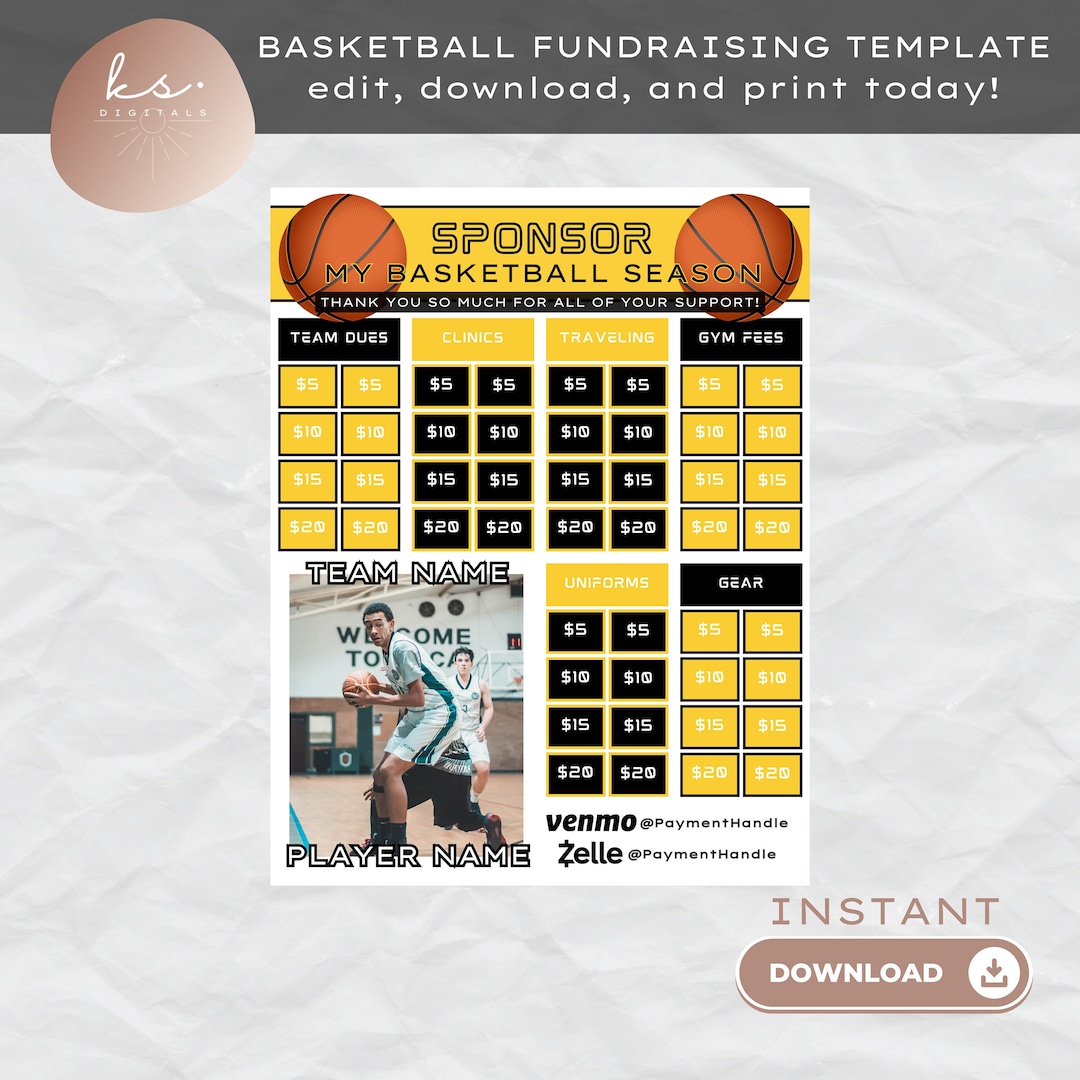 FULLY CUSTOMIZABLE Basketball Fundraising Template - Basketball Sponsor ...