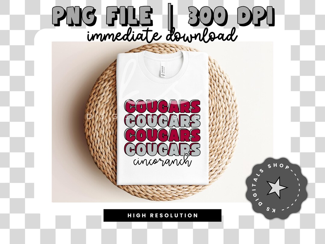 Cougars School Spirit PNG | Maroon and Silver | Instant Digital ...