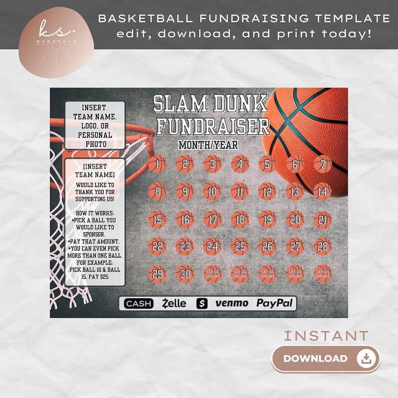 Basketball Fundraiser Template - Easy Fundraising Template - Basketball ...
