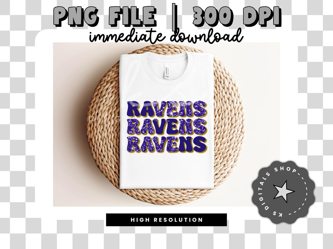 Ravens, Faux Sequin Glitter PNG, School Spirit, Groovy Stacked Design ...