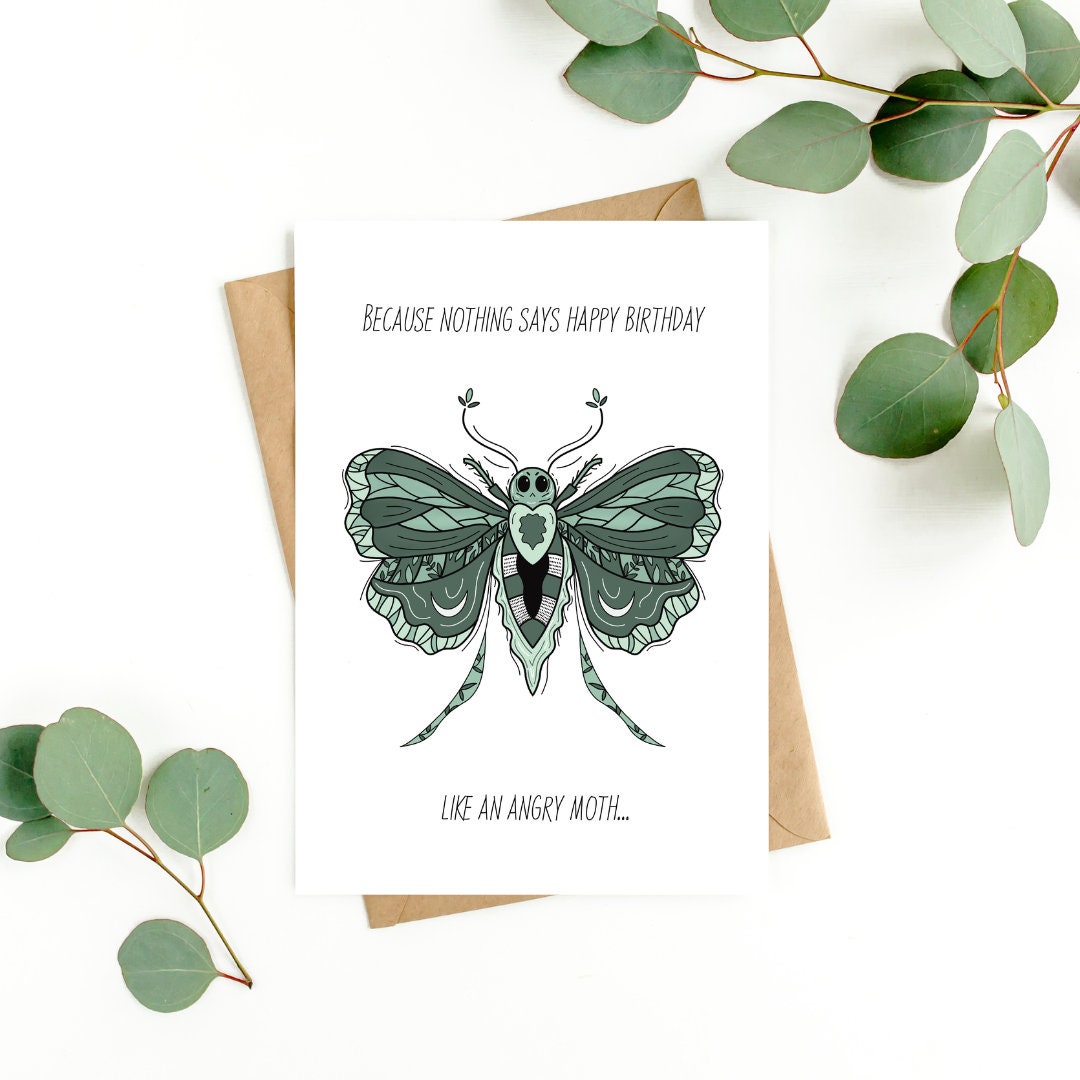Moth Birthday Card - Etsy UK