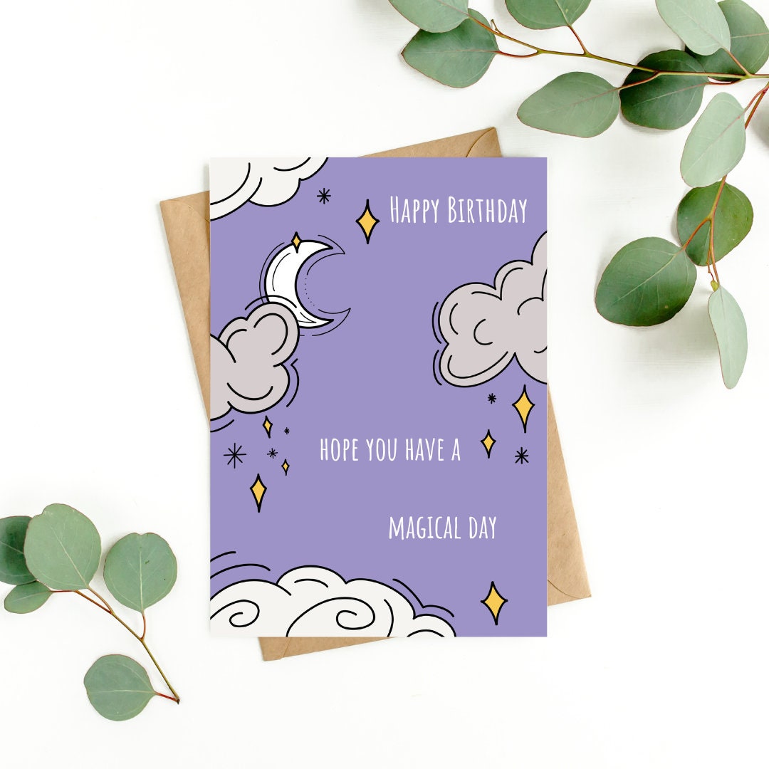 Moon Birthday Card, Moon and Sky Card for Birthday, A6 Card - Etsy