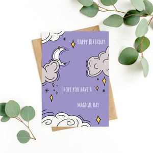 Moon Birthday Card, Moon and Sky Card for Birthday, A6 Card - Etsy