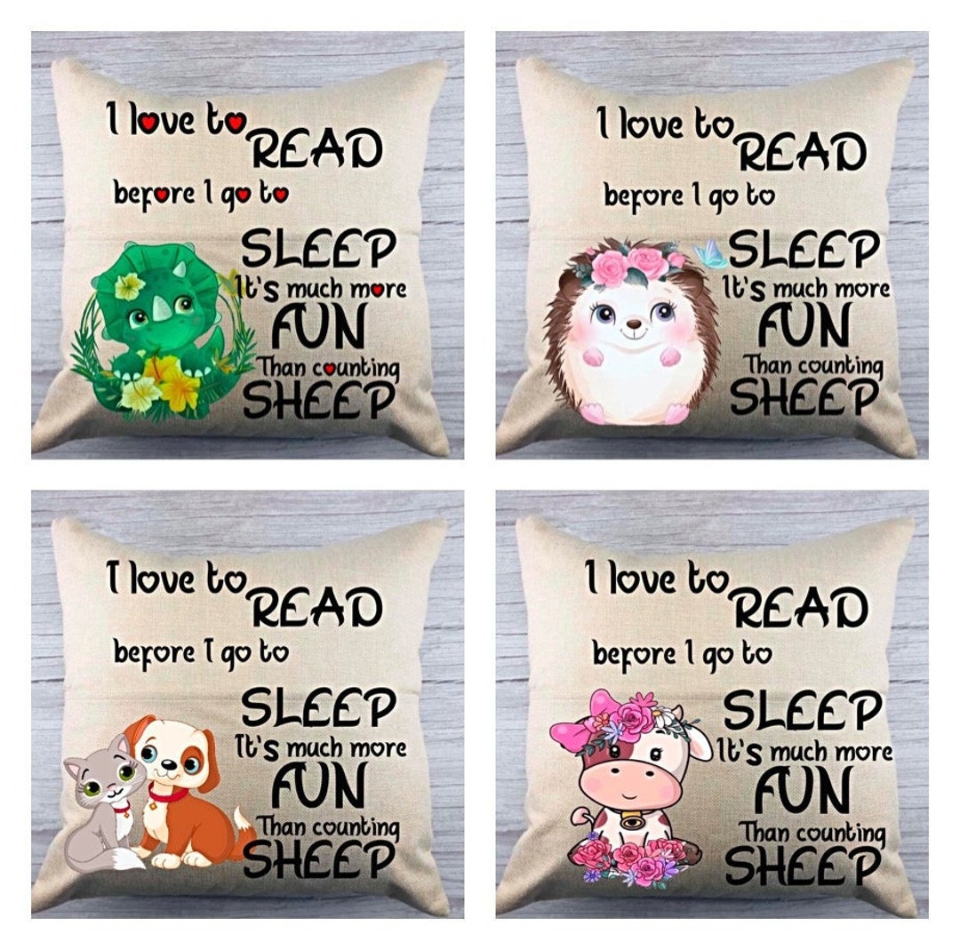 Kids Throw Pillow Bundle Reading Quote Bedtime PNG Designs I Love to ...
