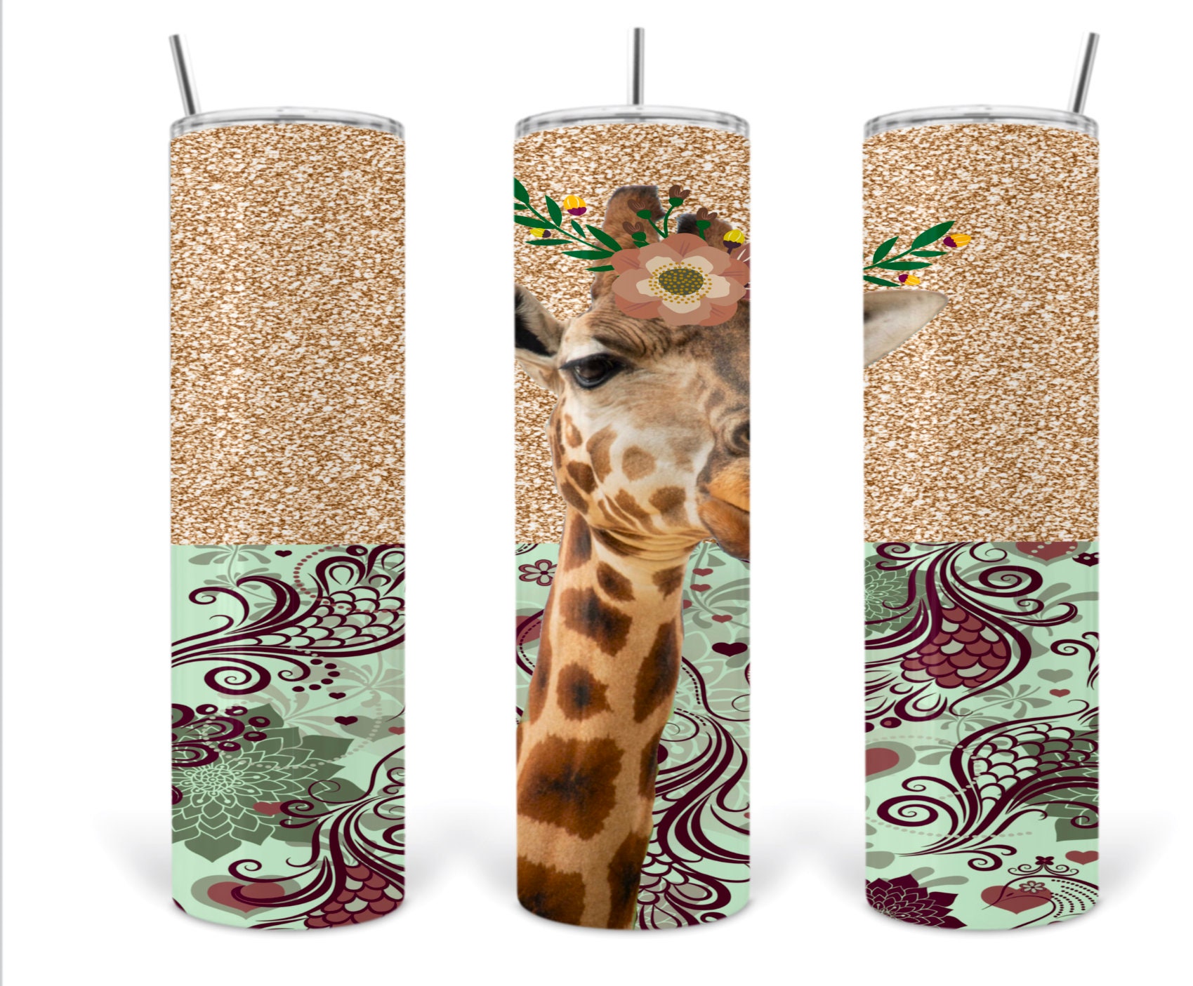 Giraffe animal print tumbler design sublimation wrap glitter tumbler ...