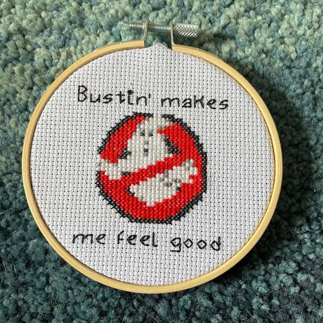 Ghostbusters - Bustin 4" Finished Cross Stitch - Etsy