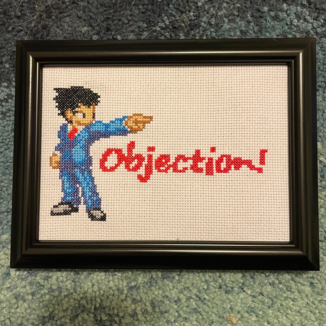 Objection! - Phoenix Wright Finished Cross Stitch - Etsy